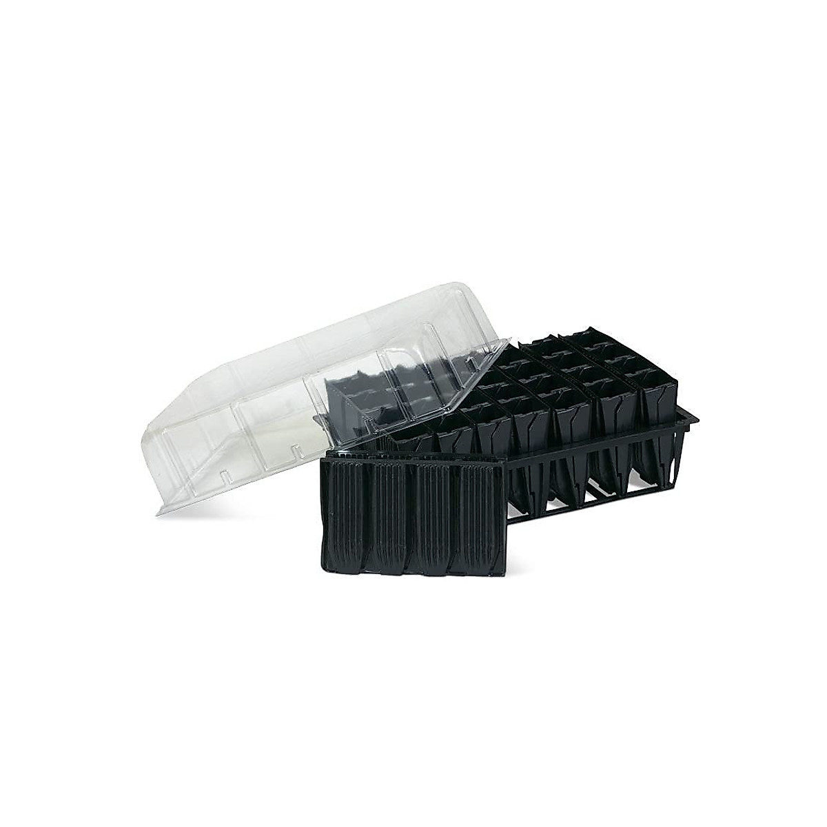 Deep Rootrainer Seed Starter, Plastic 11-1/2" L x 9" W x 3-1/2" H Overall, 32 Cells 1-1/2" Square x 5" H Each, Holding Tray and Dome Included, Promotes Downward Root Growth, Reusable