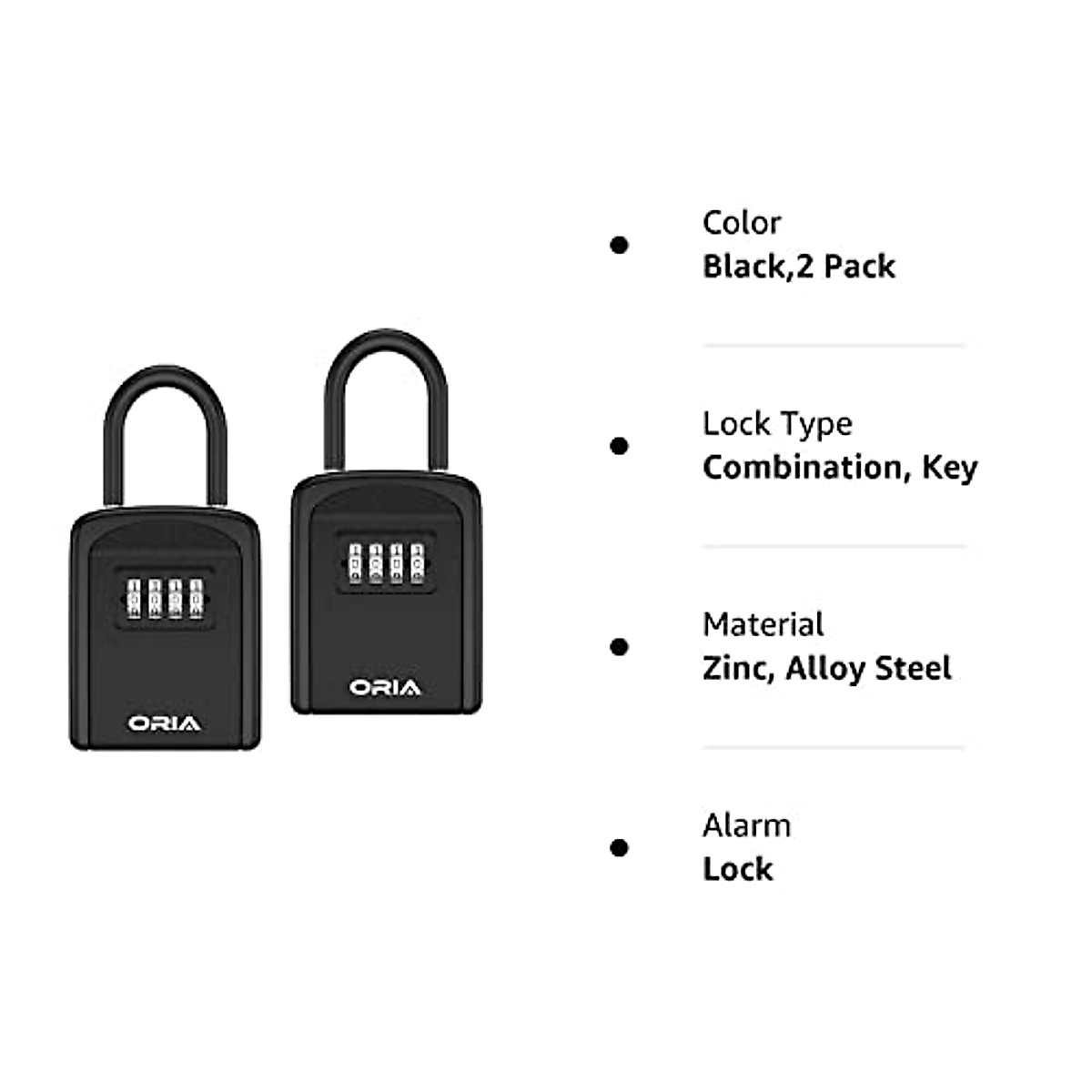 Key Lock Box for Outside,【2 Pack】Weatherproof 4 Digit Combination Key Storage Lock Box, 5 Keys Capacity Lockbox with Removable Shackle for Indoor Outdoor, Small Size 3.66in