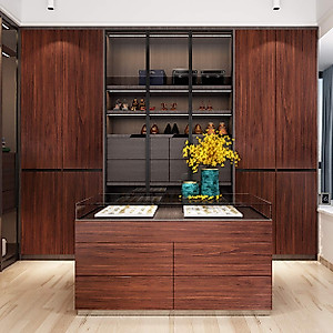 Yenhome Walnut Contact Paper Wood Grain Contact Paper 24"X118" Dark Brown Wood Contact Paper for Desk Countertop Shelves Self Adhesive Wood Wallpaper Peel and Stick for Kitchen Table Cabinet Wallpaper