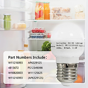 Delixike W11043014 W10565137 W10837631 LED Light 1pc 120v Compatible Whirlpool Refrigerator LED White Bulb