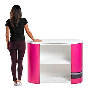 Portable Trade Show Graphic Counter Custom Printed Lightweight with Carrying Case and Shoulder Strap
