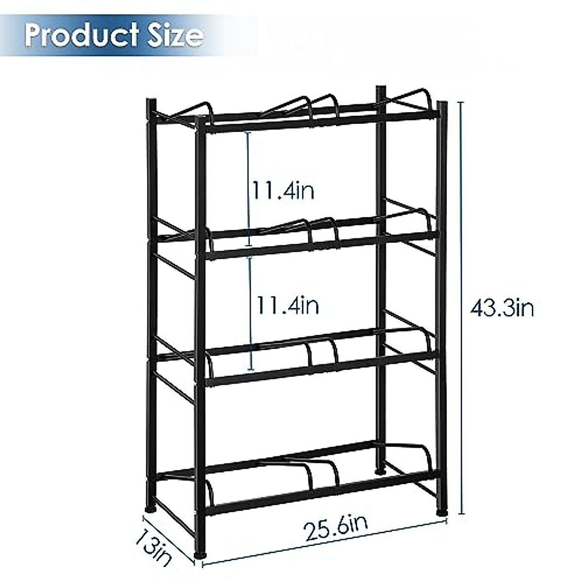 smusei 5 Gallon Water Bottle Holder Water Jug Holder 4 Tier Heavy Duty Water Jug Rack for 8 Bottles Detachable 5 Gallon Water Jug Stand Organizer Shelf for Home Kitchen Office, Black