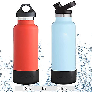 Hydro2Go Protective Silicone Boot Sleeve For Hydro Flask 12-40 oz and Other Sport Water Bottle, Flex Bottle Bottom Cover, Anti-Slip, Anti-Scratch, Anti-Collision, BPA Free Bumper. (black, 12 to 24 oz)