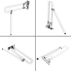 Nisorpa Foldable Toilet Grab Bar Flip Up Stainless Steel Shower Handrail Handicap Grab Bars Rails Anti Slip Grab Bar with Leg Bath Grab Bar Arm Hand Grip Safety Handrails for Elderly Disabled Pregnant
