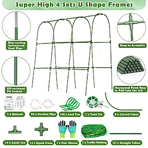 Tetutor Cucumber Trellis for Raised Bed 65"×48", Garden Arch Trellis for Climbing Plants Outdoor, Metal Garden Trellis for Vegetables, Cucumber Trellis for Tomato, Bean, Pea, Grape, Plant, Squash