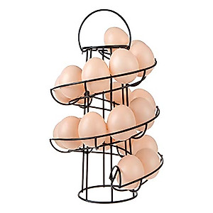 Egg Skelter Deluxe Modern Spiraling Dispenser Rack - Freestanding Wire Chicken Egg Storage Organizer Display Holder Basket for Countertop Kitchen,Black