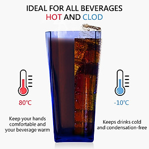 20 Ounce Square Drinking Glasses Set of 8 with Cleaning Brush, Plastic Tumblers Shatterproof Everyday Glassware Sets, Kid Milk Non Breakable Cups, Perfect for Parties, Birthdays, Giftable