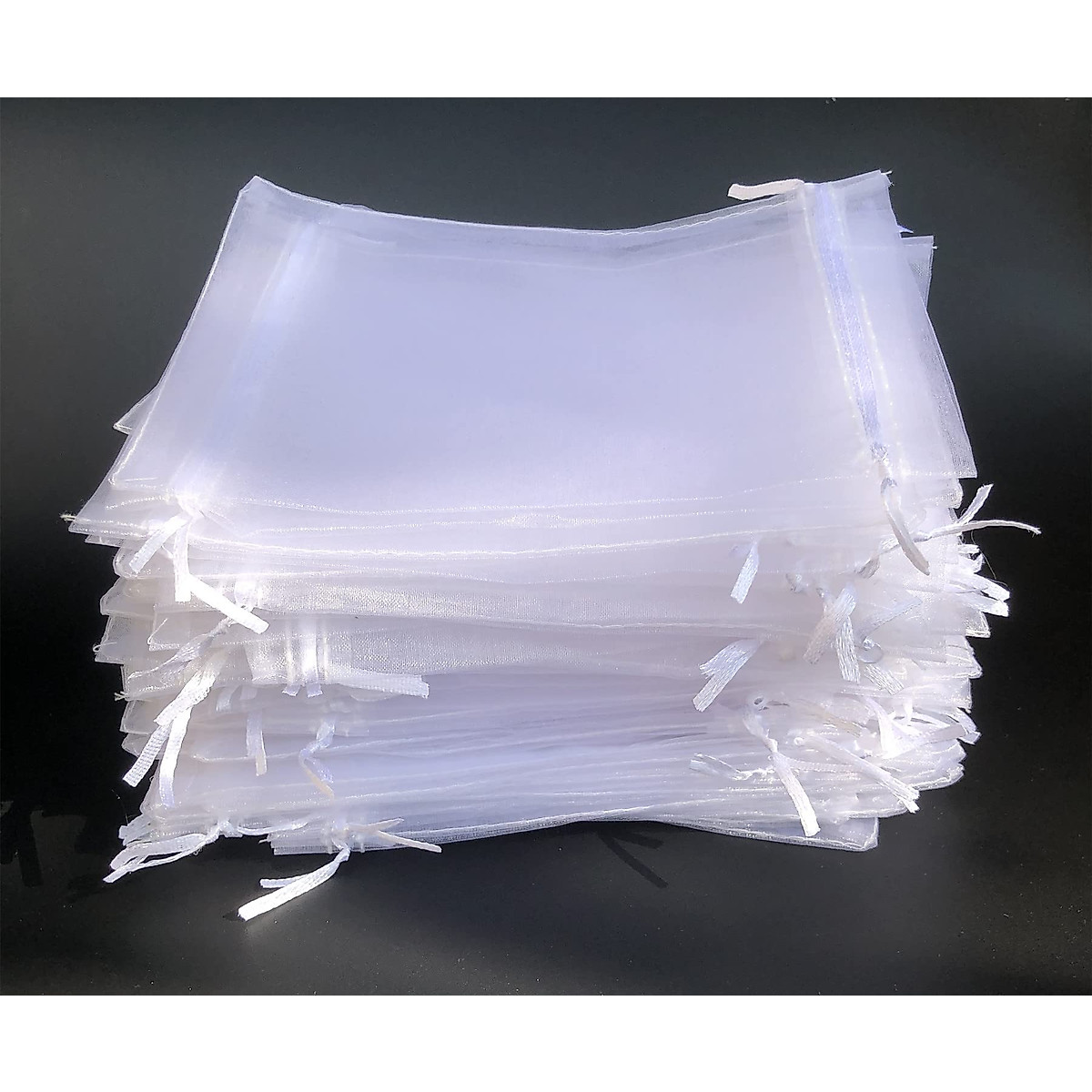 100 Pieces of 8X12Inches White Large Sheer Organza Bags Party Gift Wedding with Drawstrings Sachet Festivals Makeup Bags