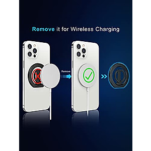 Magnetic Phone Ring Holder with MagSafe, SUPERONE [Aluminum Alloy] 2-in-1 Magnetic Phone Grip with Adjustable Stand, Compatible with iPhone 14/13/12, Pro, Pro Max, Mini, Black