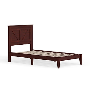 Glenwillow Home Farmhouse Solid Wood Platform Bed in Twin - Classic Cherry