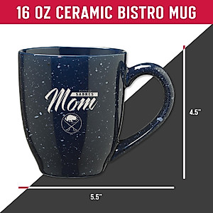 Rico Industries NHL Hockey Buffalo Sabres Mom 16 oz Team Color Laser Engraved Speckled Ceramic Coffee Mug