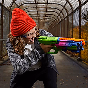 Nerf Mega CycloneShock Toy Blaster, Cybershock Color Style, 6-Dart Drum, 6 AccuStrike Mega Darts, Easy Priming (Amazon Exclusive)