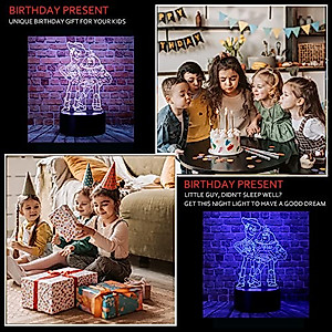 Cartoon Story Sheriff Woody and Buzz Lightyear Anime Figure 3D Optical Illusion LED Bedroom Decor Sleep Night Light with Remote 7 Colors Acrylic Table Lamp Birthday Gifts for Kids