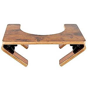 AmazerBath 7 Inches Folding Toilet Stool for Adults, Rustic Brown Wooden Collapsible Poop Stool with Anti-Slip Strip, Pooping Stool for Bathroom