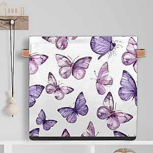 Tablerazzi Butterfly Purple Cube Storage Bin, 13 Inch Collapsible Fabric Storage Cube Bin, Foldable Cube Baskets for Shelf, Closet, Organizer