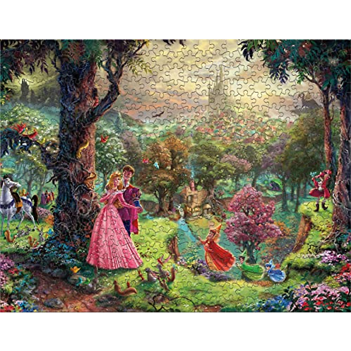 Ceaco - 4 in 1 Multipack - Thomas Kinkade - Disney Dreams Collection - Sleeping Beauty, Mickey & Minnie Mouse, Snow White & Seven Dwarfs, and Cinderella - (4) 500 Pieces Jigsaw Puzzles