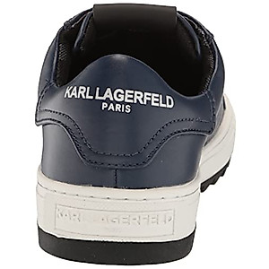 Karl Lagerfeld Paris Men's Recycled Leather Low top Sneaker, Navy, 9