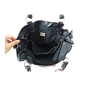 Lost Queen Red Royal Stewart tartan Plaid Punk Rock Purse with Handcuff Skull Charm, Large