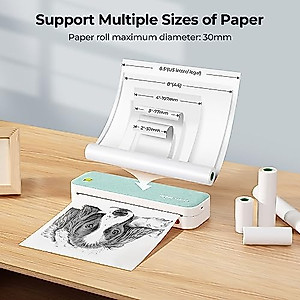 MUNBYN Portable Printer ITP01, Bluetooth Thermal Printer for Travel, Support 8.5x11 US Letter & A4 Paper, Compatible with Android and iOS Phone & Laptop, Inkless Printer for Mobile Office(Green)