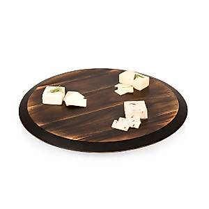 TOSCANA - a Picnic Time Brand Lazy Susan Tray Wooden Turntable Round Charcuterie Board, Cheese Serving Platter, (Fire Acacia Wood)