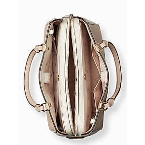 Kate Spade Leila Medium Triple Compartment Satchel Crossbody Bag Purse Handbag (Warm Beige)