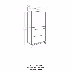 Sauder Harvey Park Engineered Wood Computer Cabinet in Walnut