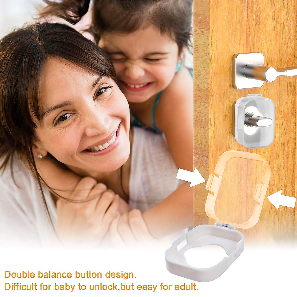 Door Anti-Lock Switch Safety Cover for Child Safety,Baby Toddler Proofing Door Knob Lock cover, Prevent Kid from getting locked in the room,Premium ABS,No Toxic,odor-free,Easy for Adult