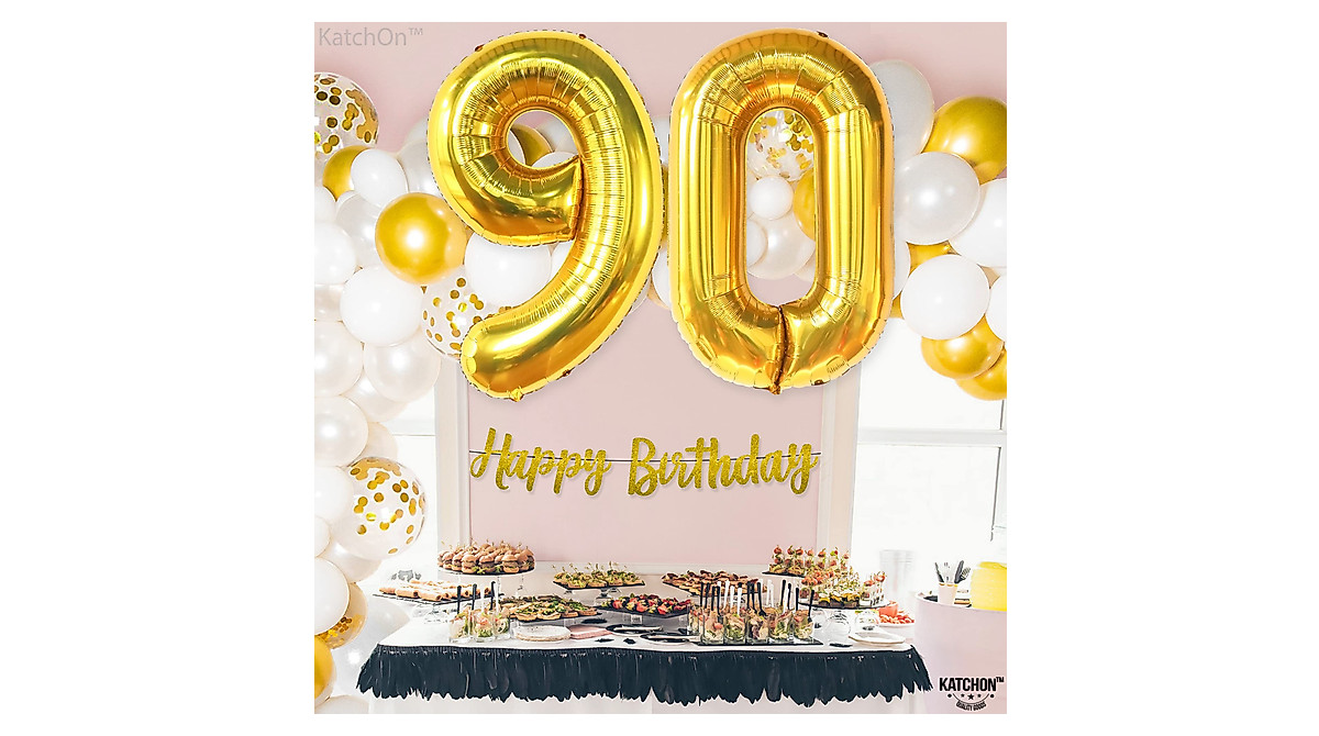 KatchOn Big Gold 90 Balloon - Perfect 90th Birthday Decor