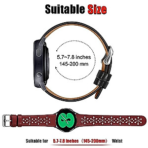 BOTNUW 20mm Soft Lace Leather Band Compatible with Samsung Galaxy Watch 6 /4 /5 40mm 44mm /Samsung Galaxy Watch 6 Classic 43mm 47mm/ Galaxy Watch 5 Pro 45mm/ Galaxy Watch 4 Classic 42mm 46mm Bands