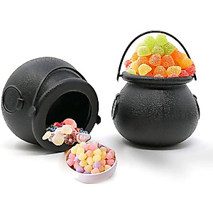 24 PCS Candy Kettle Black Novelty Cauldron Kettles with Handle for Halloween Trick or Treat Party Favors Mini Black Witch Cauldron