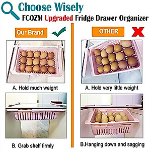 Fridge Drawer Organizer, 3 Pack Retractable Drawer Refrigerator Storage Box, Small Under Fridge Shelf Baskets, Pull Out Bins, Fridge Shelf Holder Storage Box,Fit for Fridge Shelf Under 0.6 inch Thick
