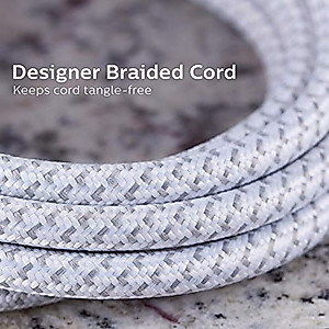 Philips 6 Outlet Power Strip Surge Protector, 6 Ft Power Cord, Designer Braided Extension Cord, Flat Plug, Perfect for Office or Home Décor, 1080 Joules, White, SPC3054WA/37