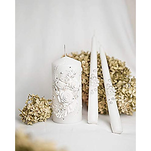Magik Life Unity Candle Set for Wedding - Wedding Accessories for Reception and Ceremony - Candle Sets - 6 Inch Pillar and 2 10 Inch Tapers - Decorative Pillars White