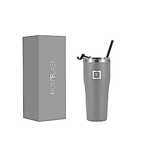 IRON °FLASK Insulated Rover Tumbler w/Lid & Straw - 24 Oz Leak Proof & Stainless Steel Bottle for Hot & Cold Drinks - Coffee Travel Mug, Water Metal Canteen, Thermal Cup - Graphite