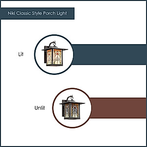 River of Goods Stained Glass Outdoor Light Fixture - 11.75" H - Mission Style Porch Light - ‎Niki