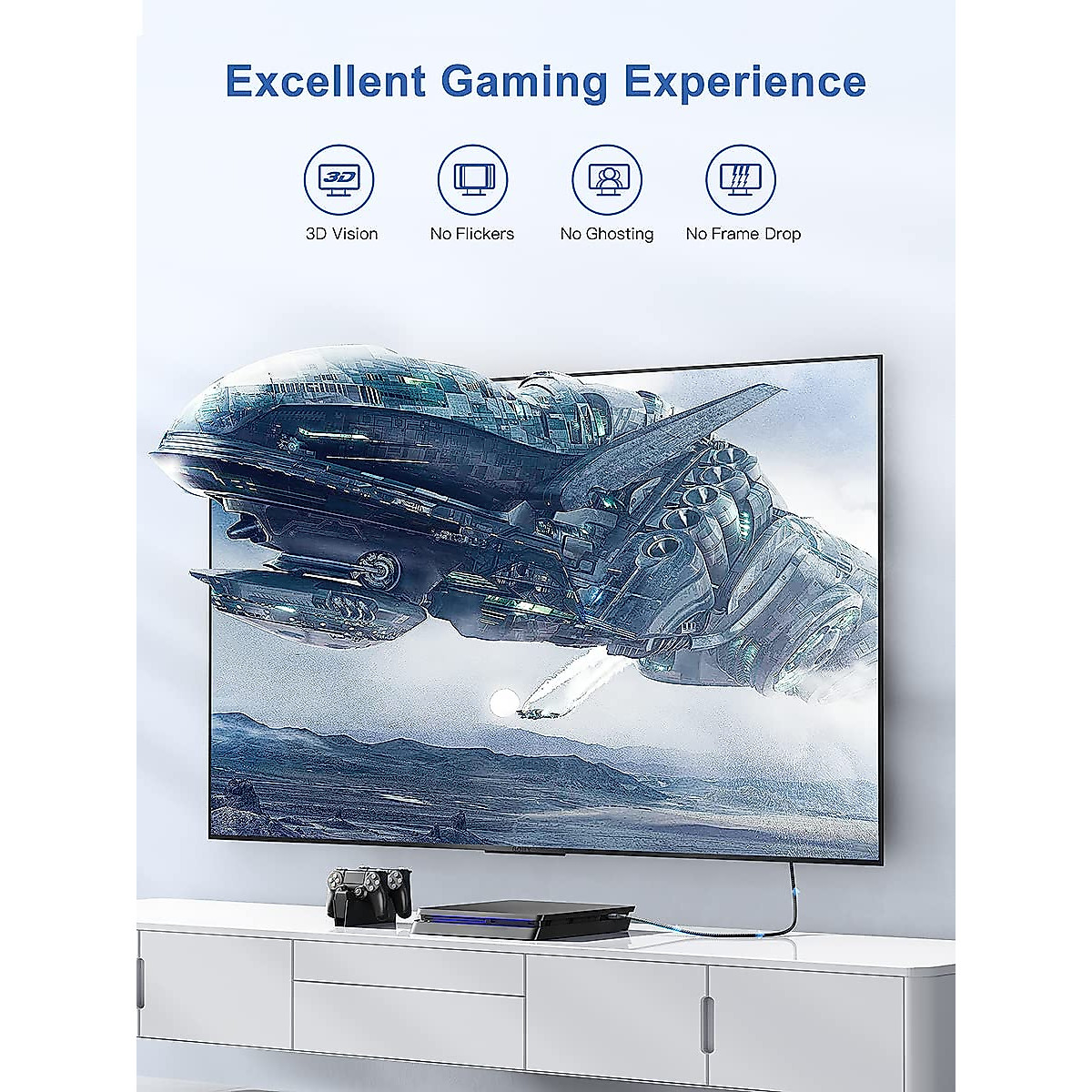 dockteck 8K HDMI Cable 6ft | High Speed hdmi to hdmi Cables 2.1, Braided Cord 60Hz 48Gbps 120Hz Support eARC Dolby Vision HDR 10 HDCP 2.2 & 2.3, Compatible with Roku TV PS5/4 HDTV Xbox Blu-ray