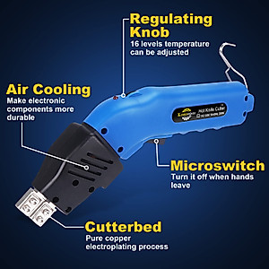 Komsepor Foam Cutter Electric Hot Knife Styrofoam Cutter Foam Cutting Tool Air Cooled Hot Knife Foam Cutter 200W 110-120V (4 Blades) for EPP, EPS, XPS, EVA, EPE, PU, KT Board, Sponge
