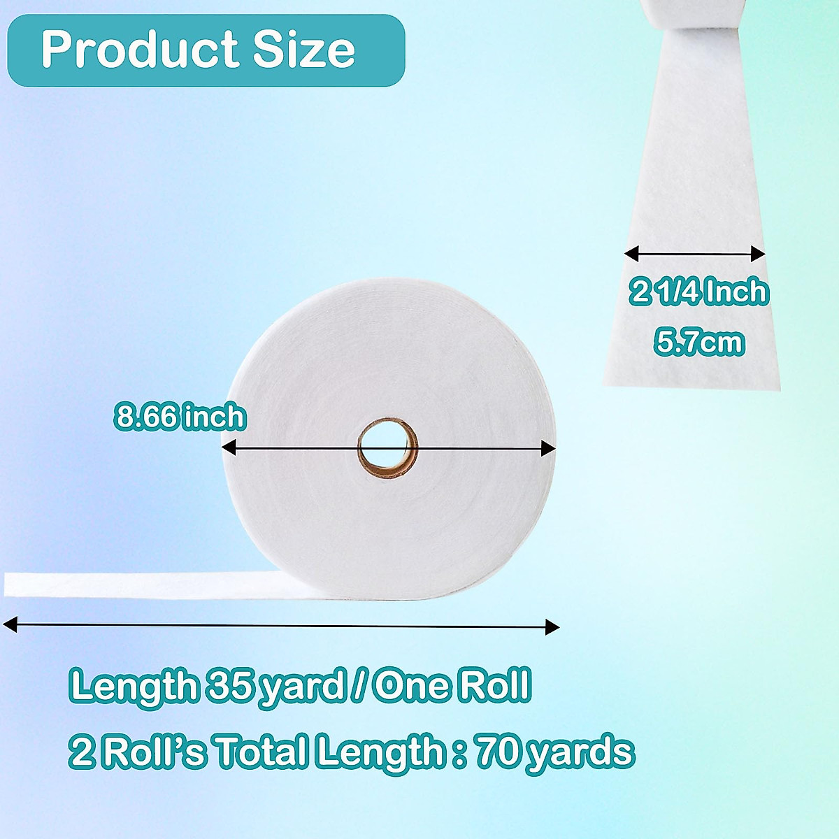 2 Roll Jelly Roll Batting Strip 2 1/4 Inch Cotton Blend Fleece Batting On A Roll Total 70 Yards for Jelly Roll Rugs,Throw Rugs,Braided Rug