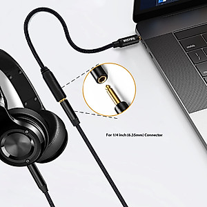 WISYIFIL 1/4 to 3.5mm Headphone Cable Adapter,TRS 6.35mm Female to 3.5mm Male 1/8 to 1/4 Stereo Audio Adapter,for Headphone, Amplifiers, Guitar, Amp etc. Nylon Braided Cable 1ft (30cm)