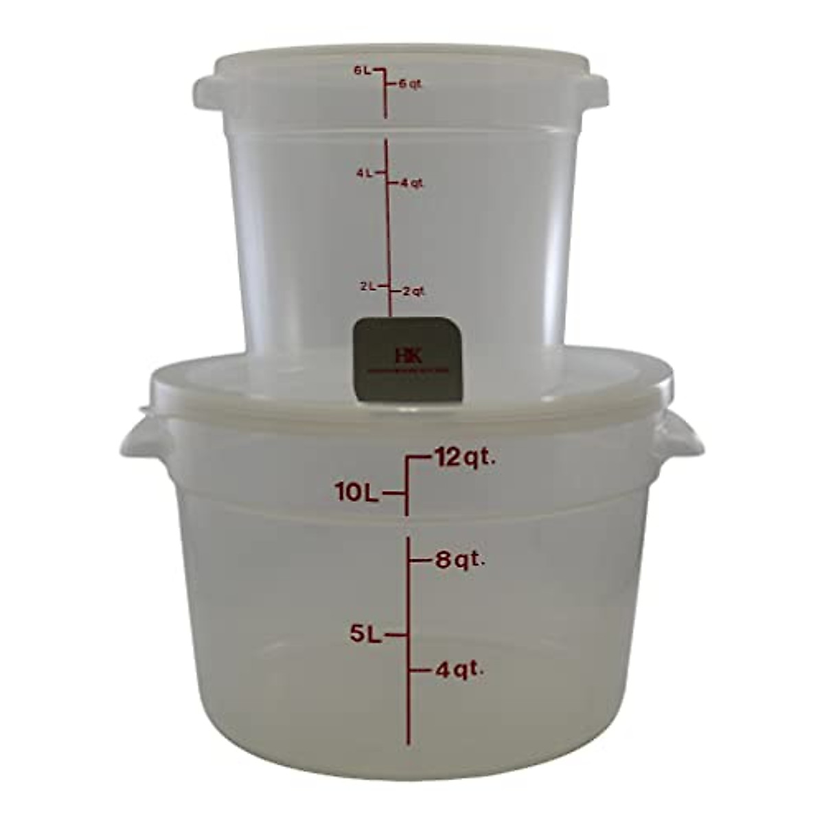 Habanerofire Cambro Bundle, 6 & 12 Quart Translucent Round Food Storage Containers with Lids and 1 Bowl and Pan Scraper