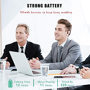 Bluetooth Headset Wireless Business Bluetooth V5.0 Earpiece Ultralight HD Headphones Hands-free Earphones with Noise Cancellation Microphone Wide Compatible with Cell Phones for Office/ Work Out/Truck