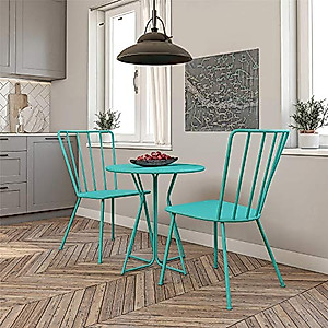 Novogratz Poolside Gossip Collection, Heidi Outdoor/Indoor 3 Piece Bistro Set, Turquoise