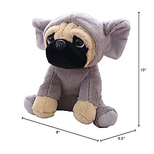 CASAGOOD Cute Pug Stuffed Animal Cosplay as Gray Elephant Plush Toys Soft Pug Dog Toy in Elephant Costume Great Plushies Toys Pug Dog Stuffed Puppy Animals for Kids 12 Inch