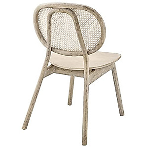 Modway Malina Wood Cane Rattan in Gray, Dining Side Chair