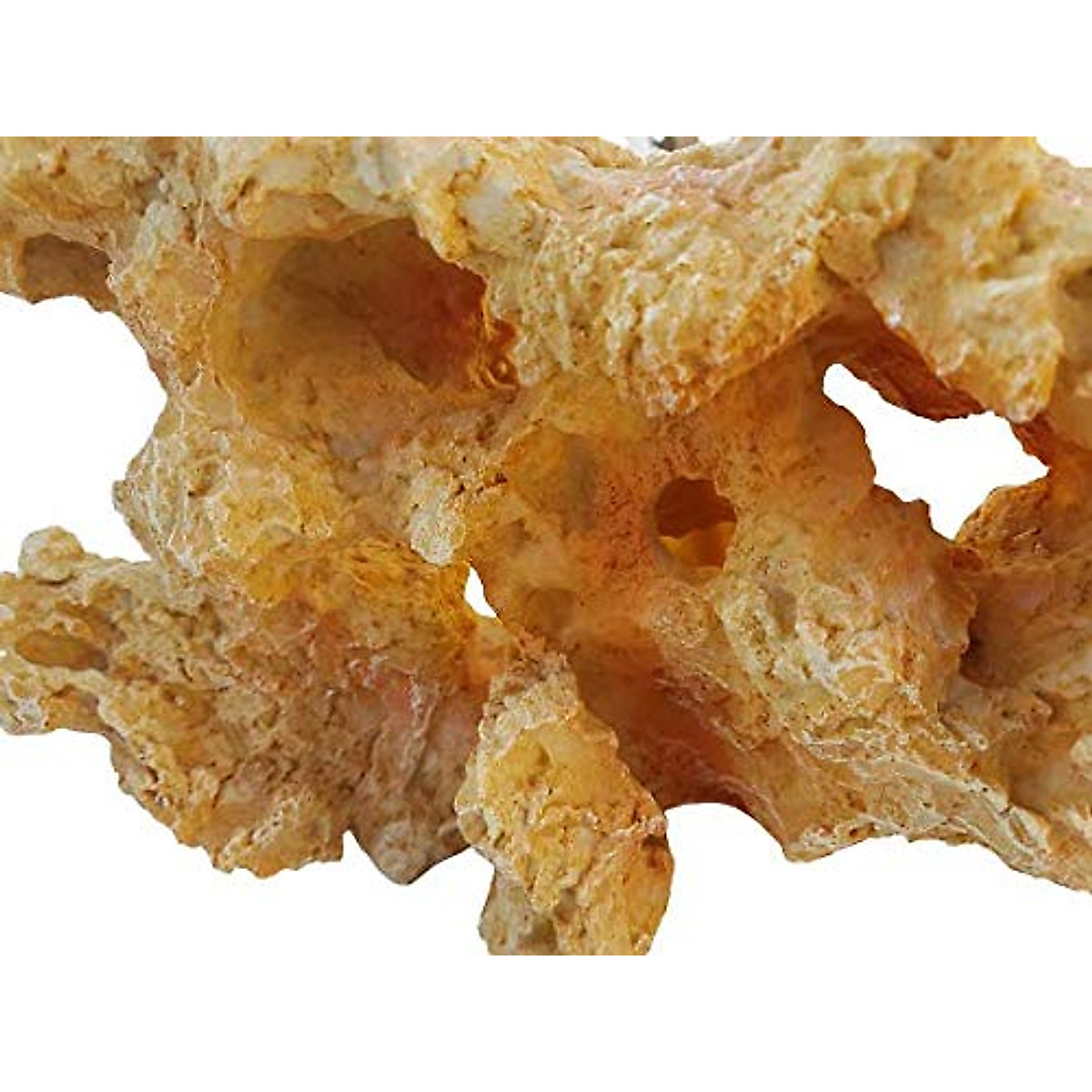 Large Beige Artificial Rock with Holes Formation for Aquariums 16 Inches Long, Aquascape Large Resin Boulder Fish Tanks, Reptile & Aquatic Habitat Safe