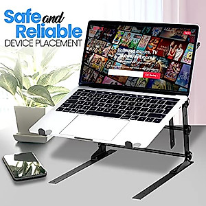 Pyle Portable Dual Laptop Stand - Standing Table with Adjustable Height, Ergonomic Design & Anti-Slip Prongs for DJ Mixer, Sound Equipment, Workstation, Gaming & Home Use - PLPTS38, Black