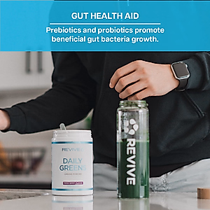 Revive MD Daily Green Powder Superfood (Chocolate) - Supergreens Powder to Support Energy Levels - Green Juice Powder That Improves Fiber Intake - Vegetable Powder Supports Digestion and Gut Health