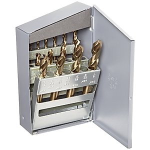 Chicago Latrobe 559 Series Cobalt Steel Short Length Drill Bit Set In Metal Case, Gold Oxide Finish, 135 Degree Split Point, Inch, 29-piece, 1/16"- 1/2" in 1/64" increments