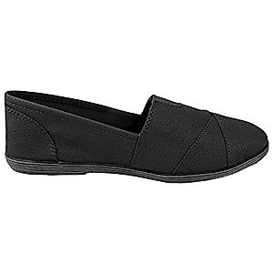 Soda Flat Women Shoes Linen Canvas Slip On Loafers Memory Foam Gel Insoles OBJI-S (All Black, Numeric_11)