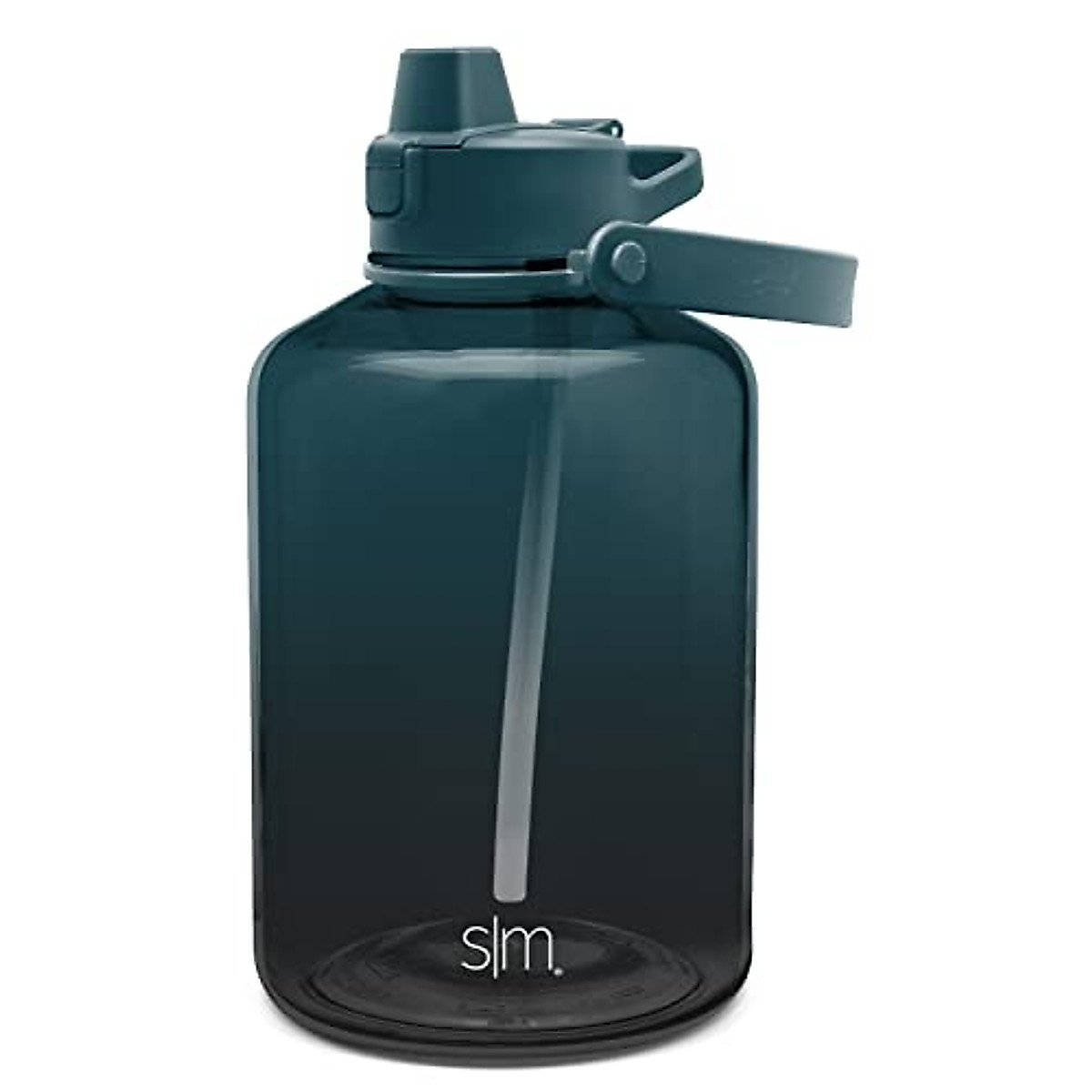 Simple Modern Half Gallon 64 oz Water Bottle with Push Button Silicone Straw Lid & Motivational Measurement Marker | Large Reusable Tritan Plastic Water Jug | Summit Collection | Moonlight